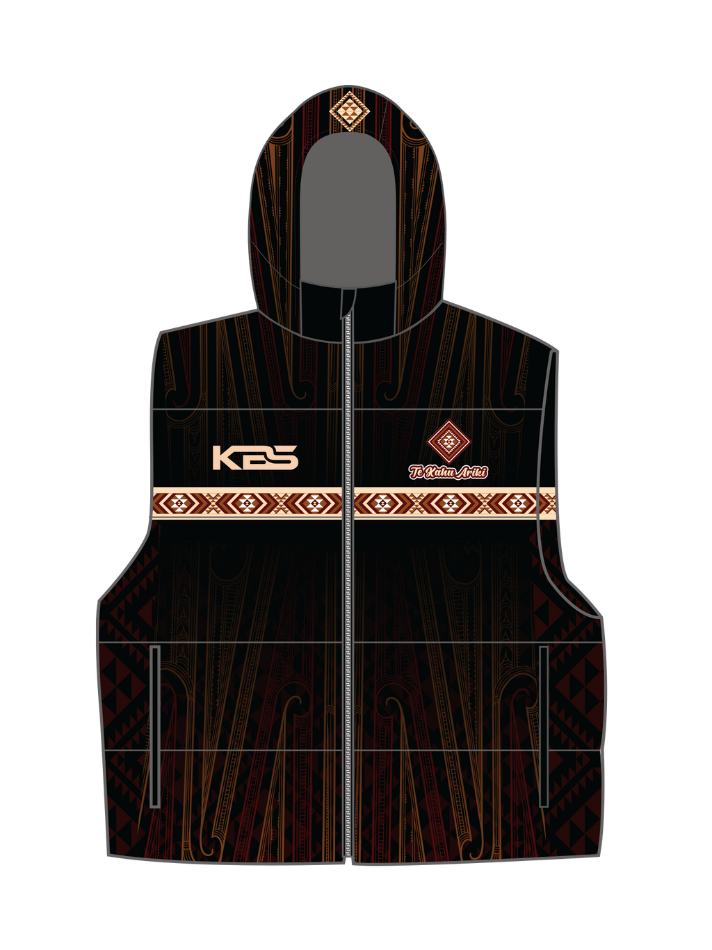Te Kahu Ariki - Puffer Vest With Hood – KBS Sportswear & Apparel AU